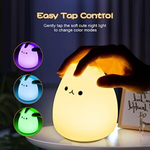 Litake LED Cat Night Light, Battery Powered Silicone Cute Cat Nursery Lights with Warm White and 7-Color Breathing Modes for Kids Baby Children (Mini Celebrity Cat)