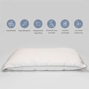 Woolino Premium Wool Toddler Pillow, All Natural Breathable 100% Wool Fill and Cotton Cover - Baby, Kids and Travel Size, 14 x19