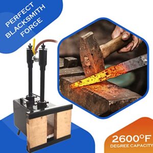 SIMOND STORE Portable Propane Double Burner Forge with One Side Brick Door, Gas Forge for Forging Blacksmith Tools Equipment Knife Making Farrier - Rectangle Shape Steel Forge…