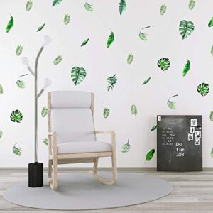 Leaf Wall Decals, H2MTOOL 64 PCS Removable Tropical Plants Tree Leaves Stickers for Kids Nursery Room Decor