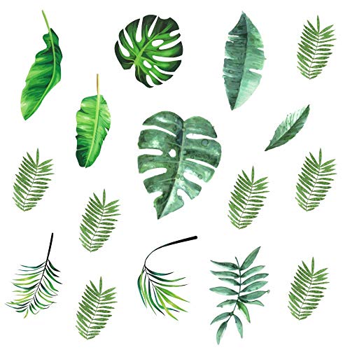 Leaf Wall Decals, H2MTOOL 64 PCS Removable Tropical Plants Tree Leaves Stickers for Kids Nursery Room Decor