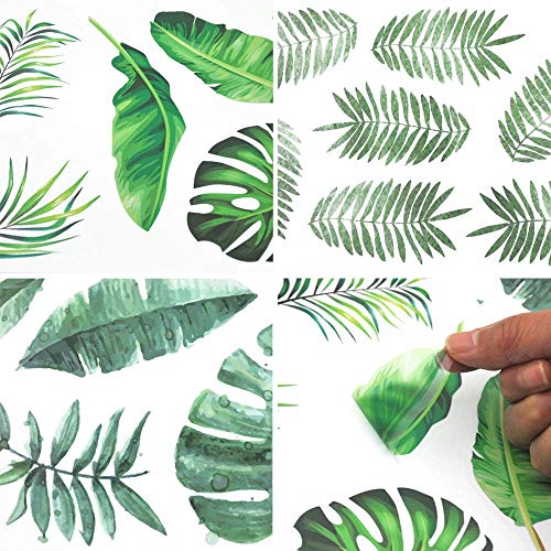 Leaf Wall Decals, H2MTOOL 64 PCS Removable Tropical Plants Tree Leaves Stickers for Kids Nursery Room Decor