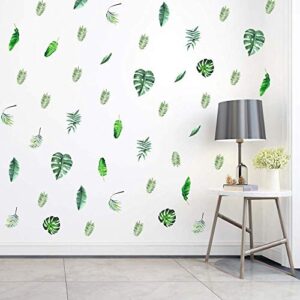 Leaf Wall Decals, H2MTOOL 64 PCS Removable Tropical Plants Tree Leaves Stickers for Kids Nursery Room Decor