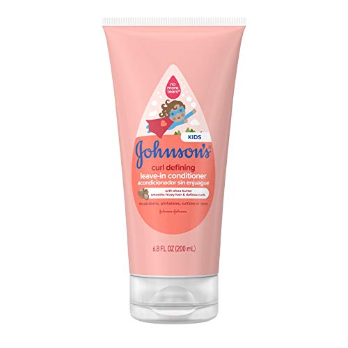 Johnson's Curl Defining Tear-Free Kids' Leave-in Conditioner with Shea Butter, Paraben-, Sulfate- & Dye-Free Formula, Hypoallergenic & Gentle for Toddlers' Hair, 6.8 fl. Oz