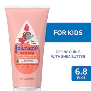 Johnson's Curl Defining Tear-Free Kids' Leave-in Conditioner with Shea Butter, Paraben-, Sulfate- & Dye-Free Formula, Hypoallergenic & Gentle for Toddlers' Hair, 6.8 fl. Oz