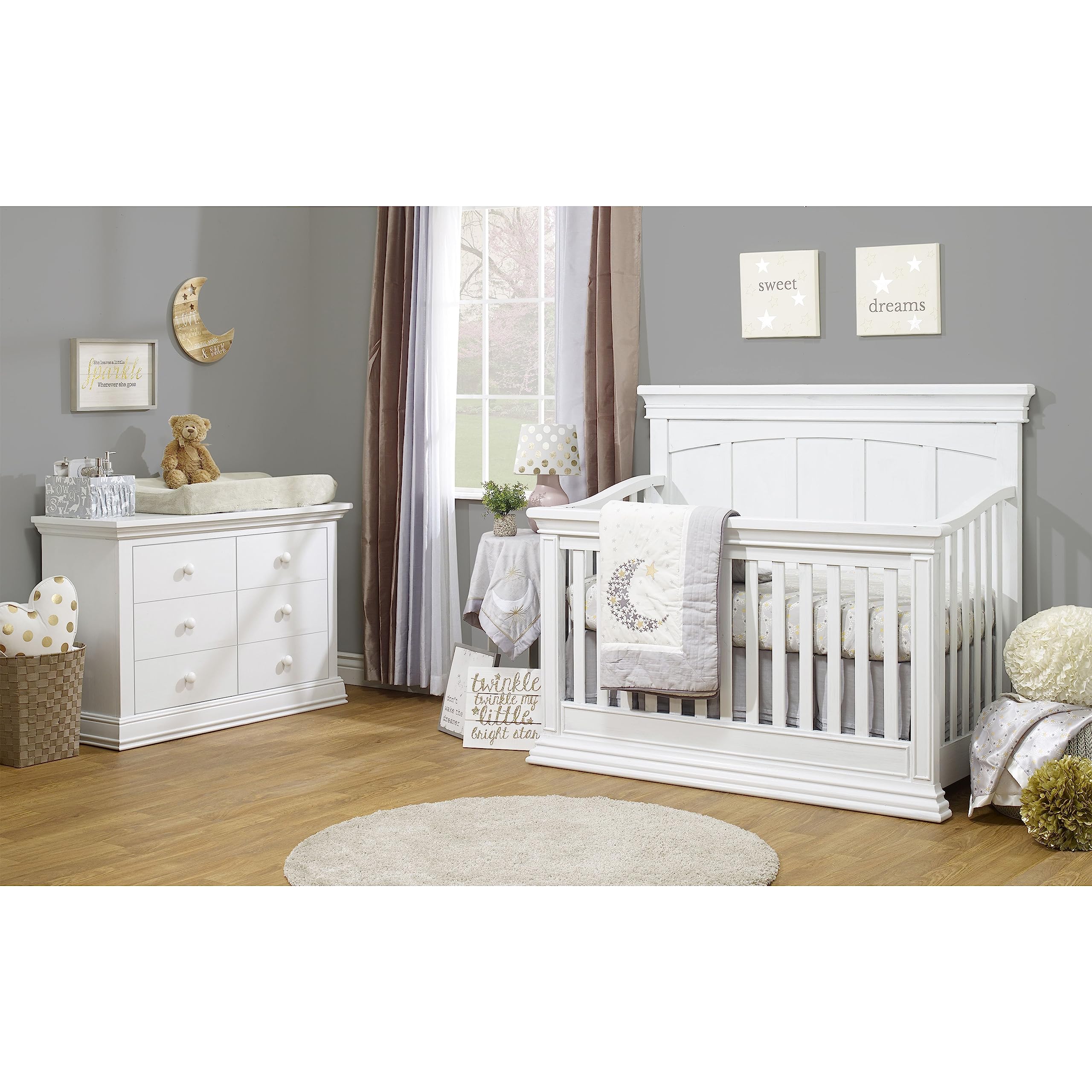 Sorelle Furniture Modesto Baby Double Dresser – White Dresser for Nursery, Kids Bedroom Furniture, Baby Dresser Drawers, Storage for Child’s Room with Drawers, Nursery Furniture for Infant-White