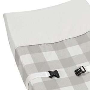 Sweet Jojo Designs Gray and White Rustic Farmhouse Woodland Flannel Unisex Boy or Girl Baby Changing Pad Cover for Grey Buffalo Plaid Check Collection - Country Lumberjack