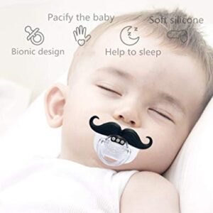 Baby Funny Pacifier Cute Kissable Mustache Pacifier for Babies and Toddlers Unisex - 0-6 Months Baby Orthodontic Mustache Pacifier BPA Free -Pack of 2 Black