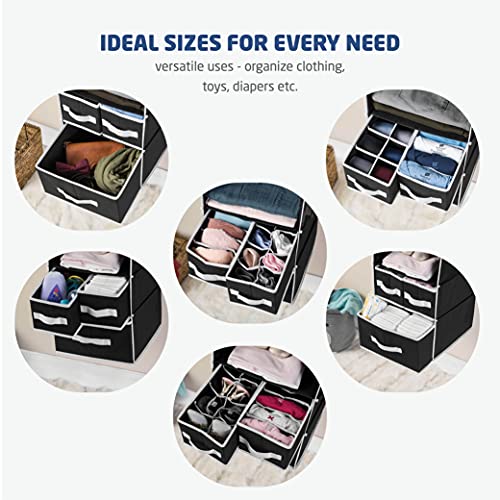 9 Shelf Hanging Closet Organizer with 5 Drawer Organizers, Baby Nursery Closet, Diaper Caddy Organizer, Slotted Storage Baskets, Hanging Drawers, Dorm Room Closet with Foldable Cube Storage Bins