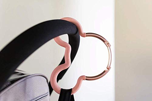 Petunia Pickle Bottom Mickey Mouse Stroller Hook | Rose Gold | For all strollers or shopping carts | For carrying diaper bags, book bags, and purses | Disney Fun