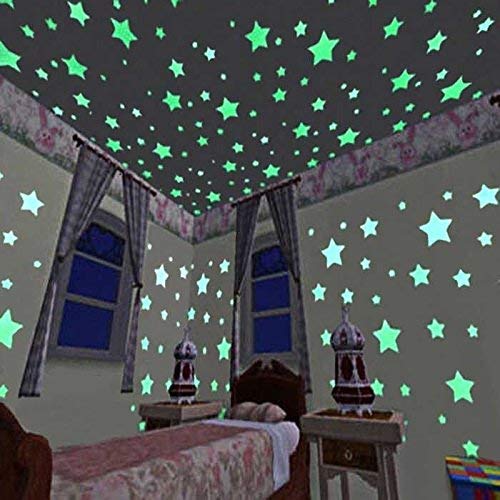 Stars Stickers for Ceiling, Adhesive 200PCS 3D Glowing Stars,Luminous Stars Stickers for Kids Bedroom Decor,Wall Stickers (Stars)