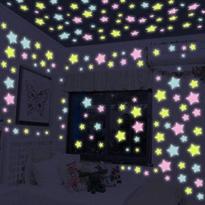 Stars Stickers for Ceiling, Adhesive 200PCS 3D Glowing Stars,Luminous Stars Stickers for Kids Bedroom Decor,Wall Stickers (Stars)