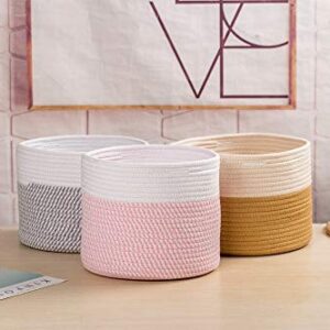 S Size Grey Cotton Rope Basket with Lid Mini Woven Basket Cute Toy Storage Basket Towel Storage Little Organizer Woven Basket Living Room Nursery Storage Basket Small Grey Woven Basket for Storage