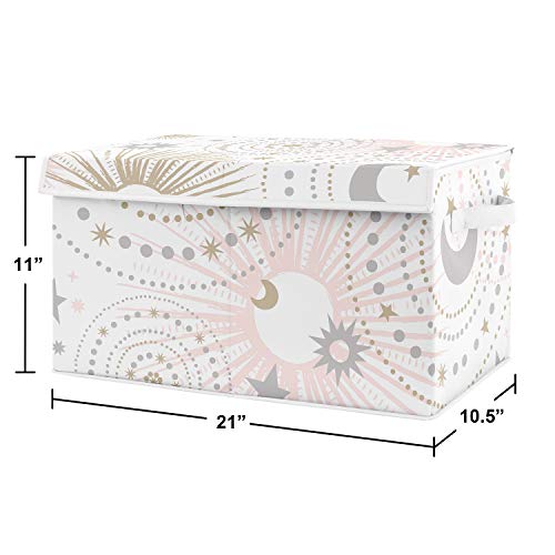 Sweet Jojo Designs Blush Pink, Gold and Grey Star and Moon Girl Baby Nursery or Kids Room Small Fabric Toy Bin Storage Box Chest for Celestial Collection