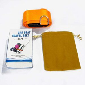 Car Seat Travel Belt to Suitcase,Car Seat Travel Strap to Convert Kid Car Seat and Carry-on Luggage to Airport Car Seat Stroller Carrier,Safe Travel Solution for Transport Car Seat (Orange)