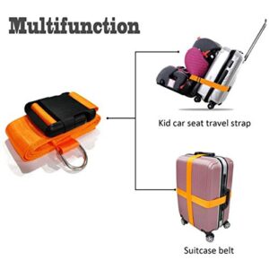 Car Seat Travel Belt to Suitcase,Car Seat Travel Strap to Convert Kid Car Seat and Carry-on Luggage to Airport Car Seat Stroller Carrier,Safe Travel Solution for Transport Car Seat (Orange)