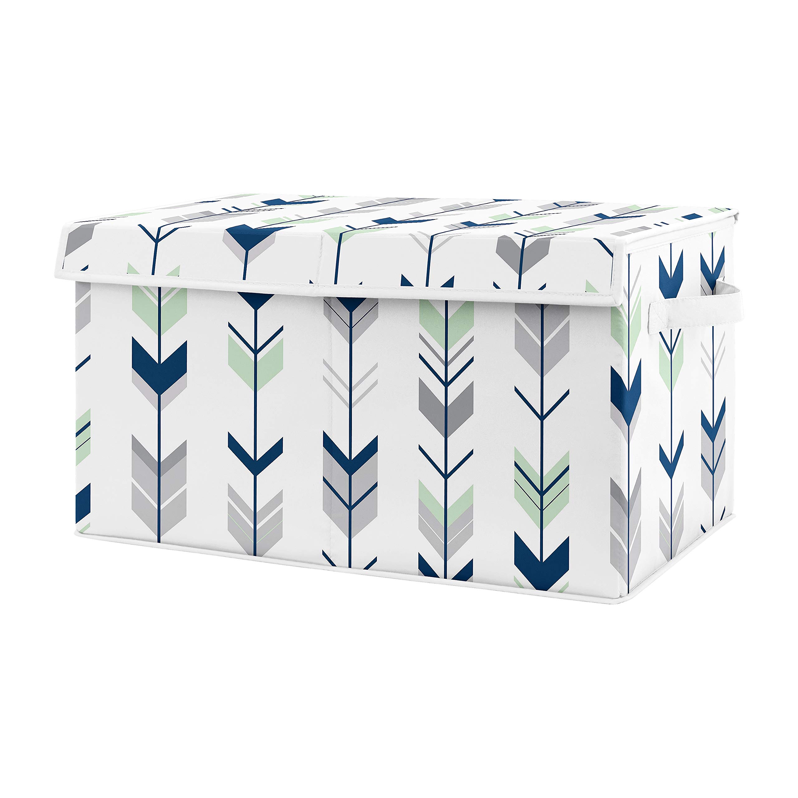 Sweet Jojo Designs Navy Blue, Mint and Grey Woodland Arrow Unisex Boy or Girl Baby Nursery or Kids Room Small Fabric Toy Bin Storage Box Chest for Woodsy Collection