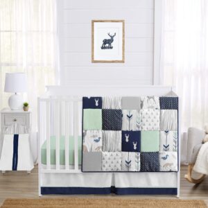 Sweet Jojo Designs Navy Blue, Mint and Grey Woodland Arrow Unisex Boy or Girl Baby Nursery or Kids Room Small Fabric Toy Bin Storage Box Chest for Woodsy Collection