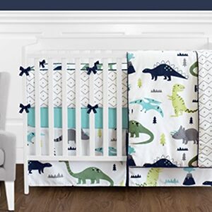 Sweet Jojo Designs Navy Blue, Turquoise and Grey Modern Dino Boy Baby Nursery or Kids Room Small Fabric Toy Bin Storage Box Chest for Mod Dinosaur Collection