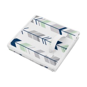 Sweet Jojo Designs Navy Blue, Mint and Grey Woodland Arrow Unisex Boy or Girl Baby Nursery or Kids Room Small Fabric Toy Bin Storage Box Chest for Woodsy Collection