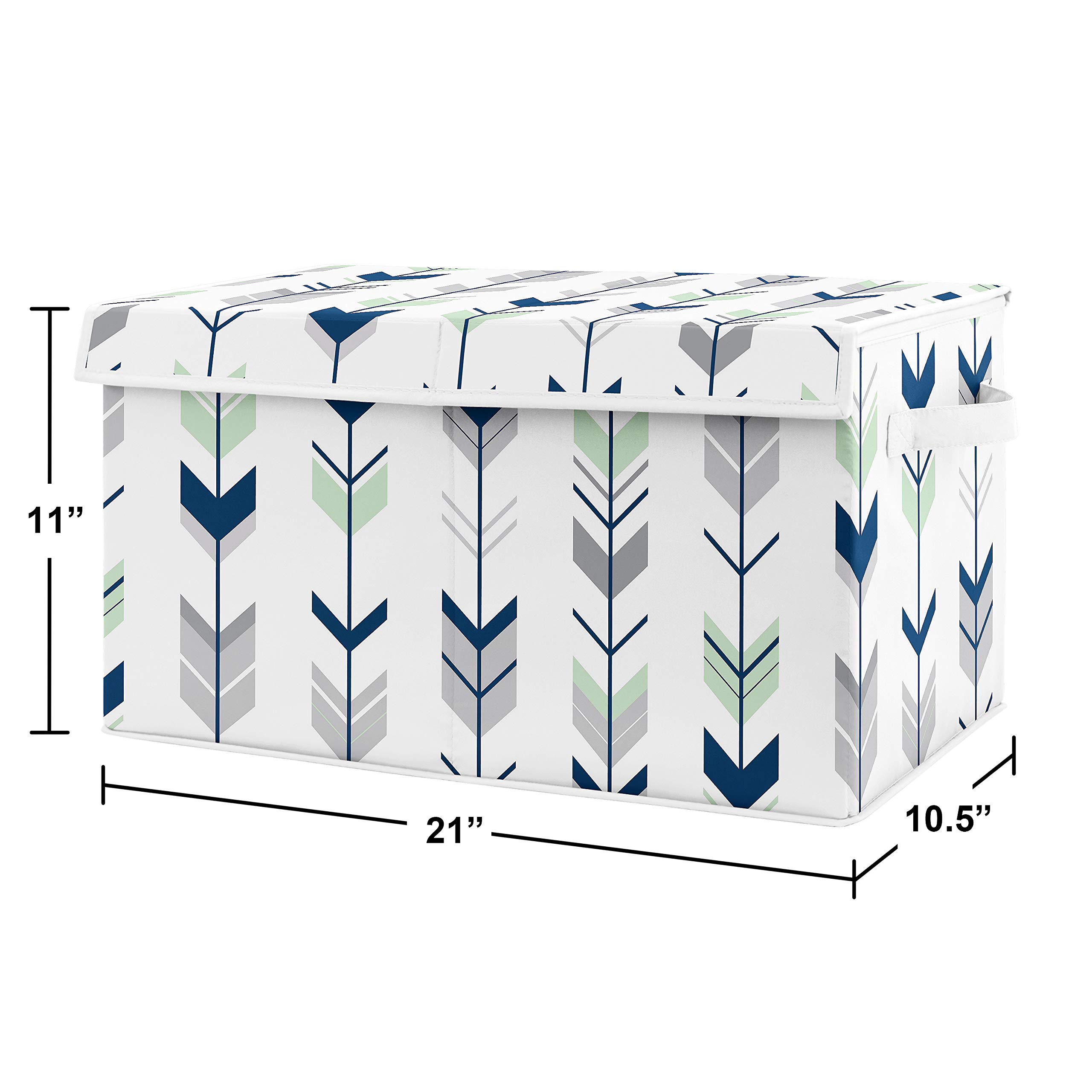 Sweet Jojo Designs Navy Blue, Mint and Grey Woodland Arrow Unisex Boy or Girl Baby Nursery or Kids Room Small Fabric Toy Bin Storage Box Chest for Woodsy Collection