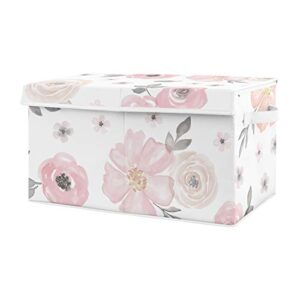 sweet jojo designs pink and grey rose flower girl baby nursery or kids room small fabric toy bin storage box chest for watercolor floral collection