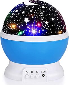 kids star night light, 360-degree rotating star projector, desk lamp 4 leds 8 colors changing with usb cable, best for children baby bedroom and party decorations