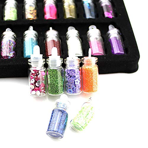 Extra Fine Glitter for Tumblers, Glitter and Sequins for Tumblers, Epoxy Tumbler Supplies 48 Pack Bulk Bottles Kit 5ml Each