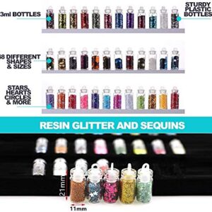 Extra Fine Glitter for Tumblers, Glitter and Sequins for Tumblers, Epoxy Tumbler Supplies 48 Pack Bulk Bottles Kit 5ml Each