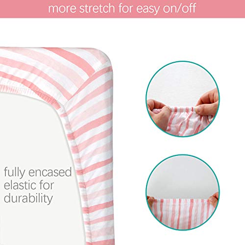 Baby Changing Pad Cover Cotton, Diaper Changing Pad Cover 2 Pack, Ultra Soft Pink Changing Pad Covers for Girls, 32''×16'' Changing Table Sheets, Super Breathable & Stretchy