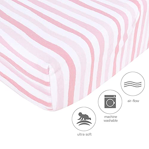 Baby Changing Pad Cover Cotton, Diaper Changing Pad Cover 2 Pack, Ultra Soft Pink Changing Pad Covers for Girls, 32''×16'' Changing Table Sheets, Super Breathable & Stretchy