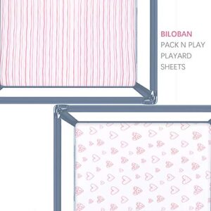 Pack n Play Playard Mattress Sheets 2 Pack, 100% Jersey Cotton Stretchy Portable Mini Crib Sheets or Playpen Sheets, Ultra Soft Breathable Pack n Play Mattress Cover for Baby