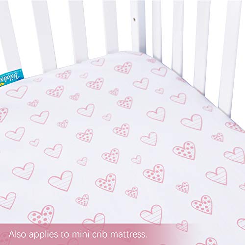 Pack n Play Playard Mattress Sheets 2 Pack, 100% Jersey Cotton Stretchy Portable Mini Crib Sheets or Playpen Sheets, Ultra Soft Breathable Pack n Play Mattress Cover for Baby