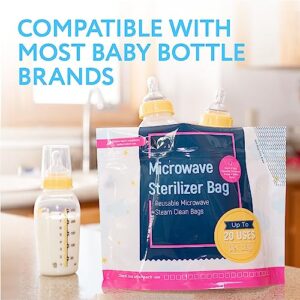 15 Pack Microwave Baby Bottle Sterilizer Bags - 300 Uses Per Pack - Travel Baby Bottle Cleaner Microwave Sterilizer Bag - Breast Feeding Baby Travel Accessories - Use with Soothers & Teethers