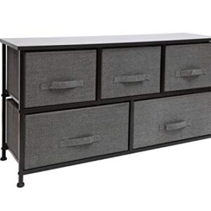 East Loft Extra Wide Dressers for Bedroom Cheap Closet Dresser for Nursery - Storage Dresser with 5 Fabric Drawers - Easy Assembly Small Dresser for Closet Kids Clothes Organizer (Charcoal)