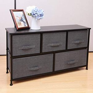 East Loft Extra Wide Dressers for Bedroom Cheap Closet Dresser for Nursery - Storage Dresser with 5 Fabric Drawers - Easy Assembly Small Dresser for Closet Kids Clothes Organizer (Charcoal)