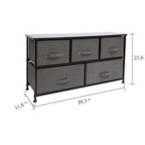 East Loft Extra Wide Dressers for Bedroom Cheap Closet Dresser for Nursery - Storage Dresser with 5 Fabric Drawers - Easy Assembly Small Dresser for Closet Kids Clothes Organizer (Charcoal)