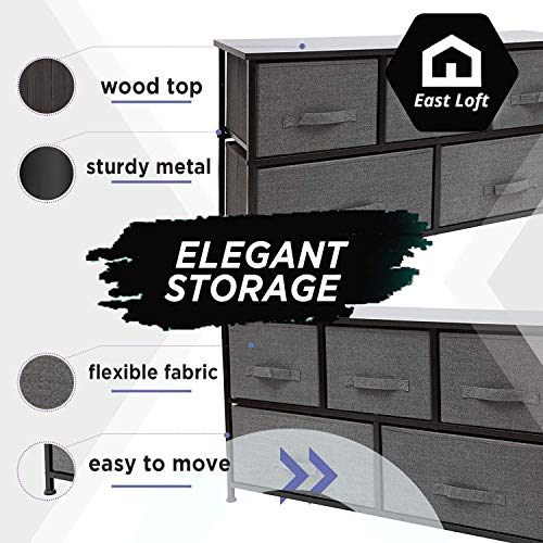 East Loft Extra Wide Dressers for Bedroom Cheap Closet Dresser for Nursery - Storage Dresser with 5 Fabric Drawers - Easy Assembly Small Dresser for Closet Kids Clothes Organizer (Charcoal)