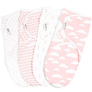 BaeBae Goods Swaddle Blanket, Adjustable Infant Baby Swaddling Wrap Set of 4, Baby Swaddling Wrap Blankets for Boys and Girls Made in Soft Cotton (0-3 Months)