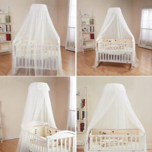 Baby Bed Canopy with Adjustable Clip-on Stand Baby Crib Cot Net Tent Hanging Dome Curtain Netting See Through Mesh Bed Cover Net Stand Rod