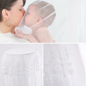 Baby Bed Canopy with Adjustable Clip-on Stand Baby Crib Cot Net Tent Hanging Dome Curtain Netting See Through Mesh Bed Cover Net Stand Rod