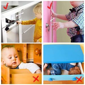 12 Pack Baby Proofing Cabinet Strap Locks - Vkania Kids Proof Kit - Child Safety Drawer Cupboard Oven Refrigerator Adhesive Locks - Adjustable Toilets Seat Fridge Latches - No Drilling