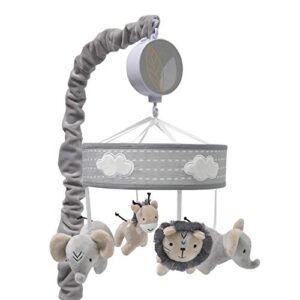 lambs & ivy jungle safari musical baby crib mobile - gray, beige, white, animals