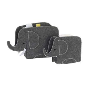 little love by nojo grey felt elephant shaped nursery storage caddys, grey