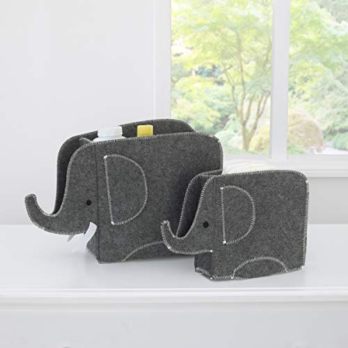 Little Love by NoJo Grey Felt Elephant Shaped Nursery Storage Caddys, Grey