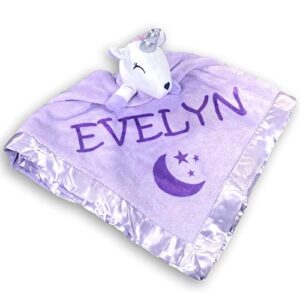 custom catch new baby gift for girl - personalized blanket with name - newborn or infant, purple