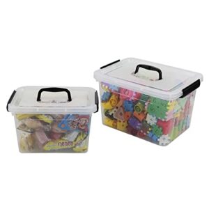 Yubine 2 Pack Clear Plastic Storage Box, Latching Bin with Lid and Handle (12 Quart &6 Quart)