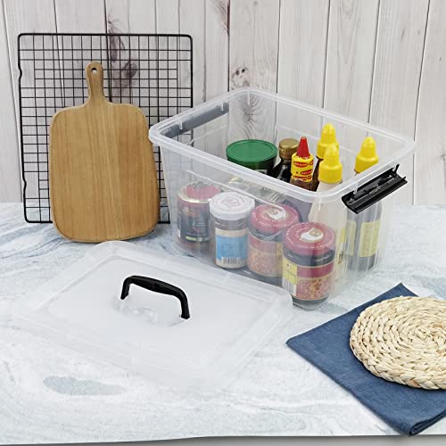 Yubine 2 Pack Clear Plastic Storage Box, Latching Bin with Lid and Handle (12 Quart &6 Quart)