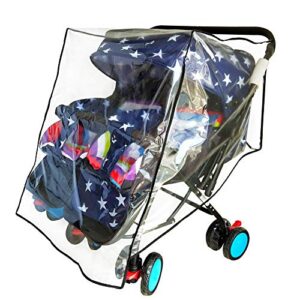 weather shield for double stroller raincoat universal size side by side baby umbrella stroller rain cover scooter twin wind shield waterproof jogger city (side by side)