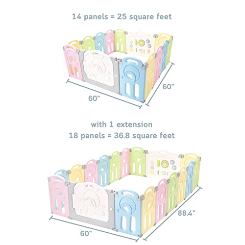 Cloud Castle Foldable Playpen 4-Panel Extension by Fortella (Multicolor)